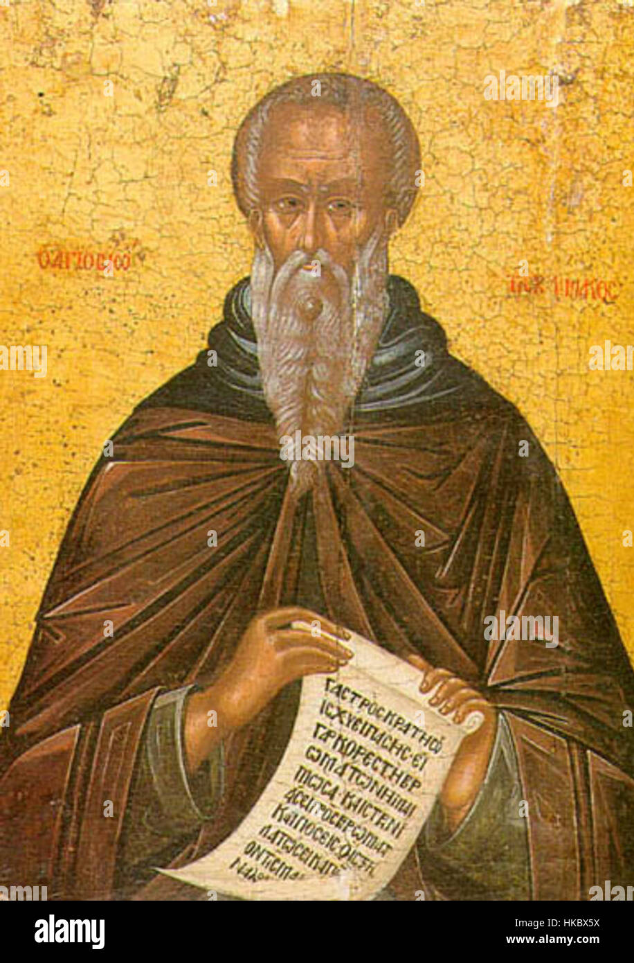 This artwork titled 'Lestvichnik' features a traditional depiction of a ...