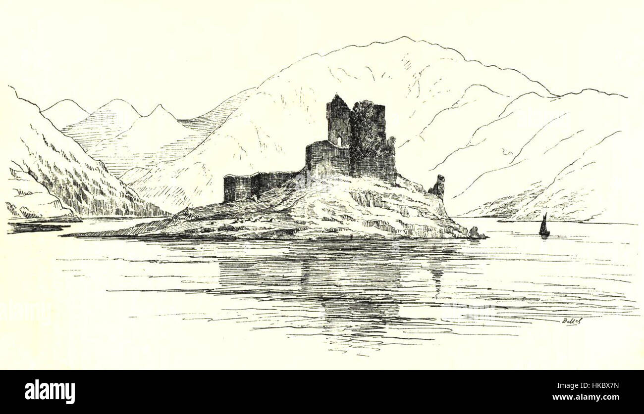 This 1889 sketch of Eilean Donan Castle captures the iconic structure ...