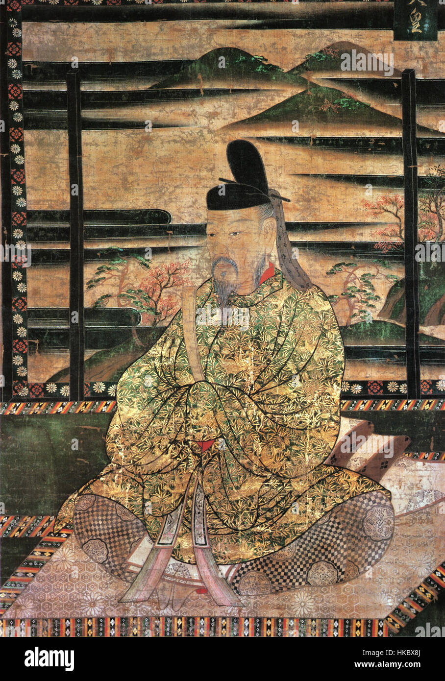 This large-scale painting portrays Emperor Saga, a Japanese ruler from ...