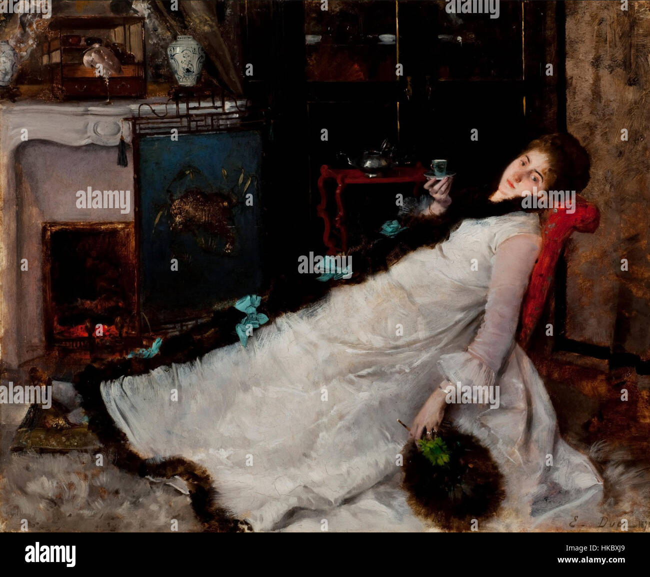 Ernest Duezâ€™s painting 'En Respos' depicts a serene moment of repose ...