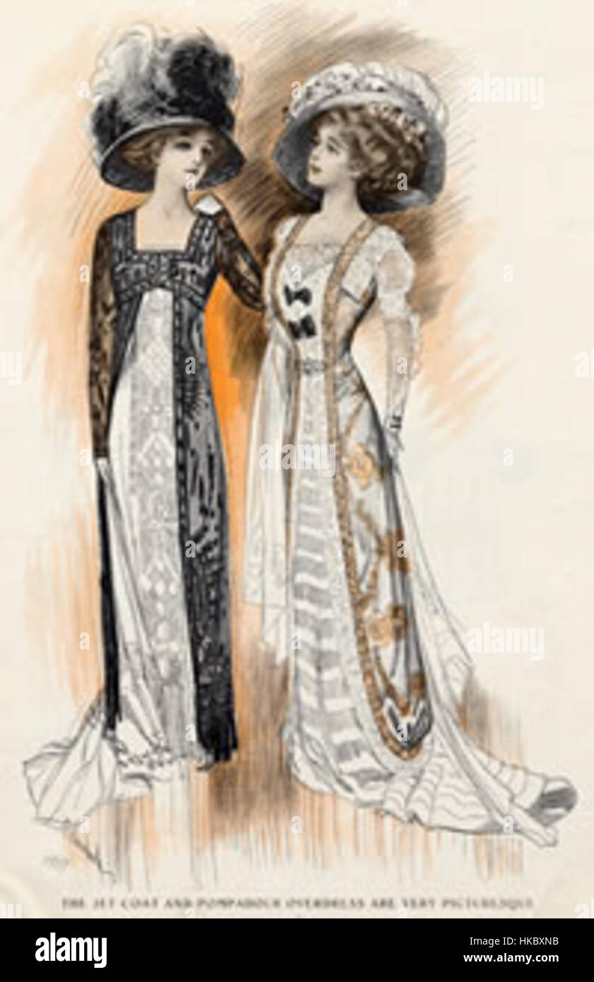 This 1909 fashion plate illustrates the latest styles and trends of the ...