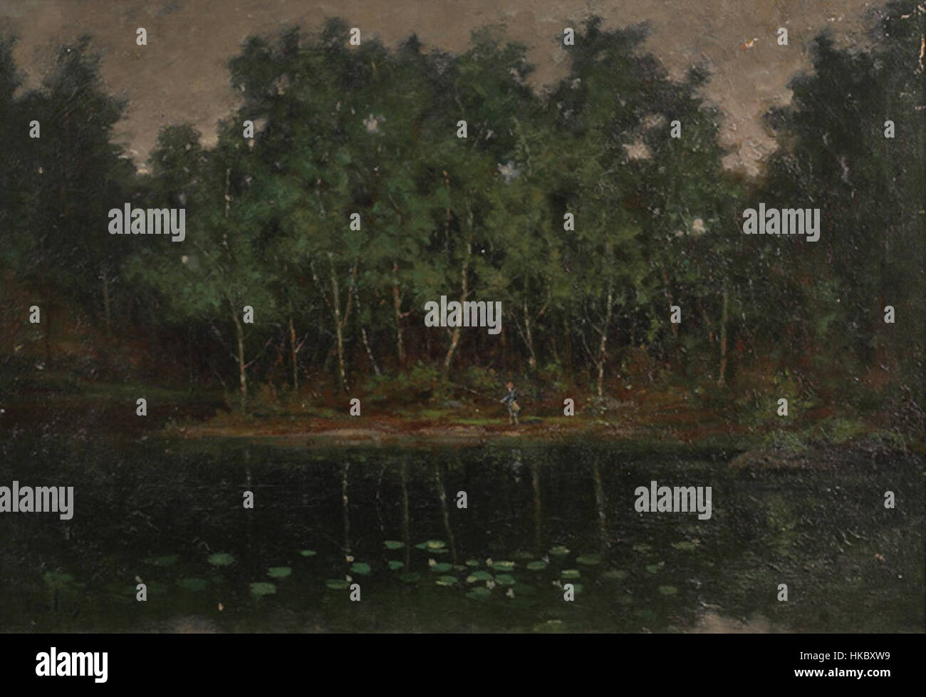 Edward Loyal Field's 'Fishing on a River' (circa 1880) is an oil ...