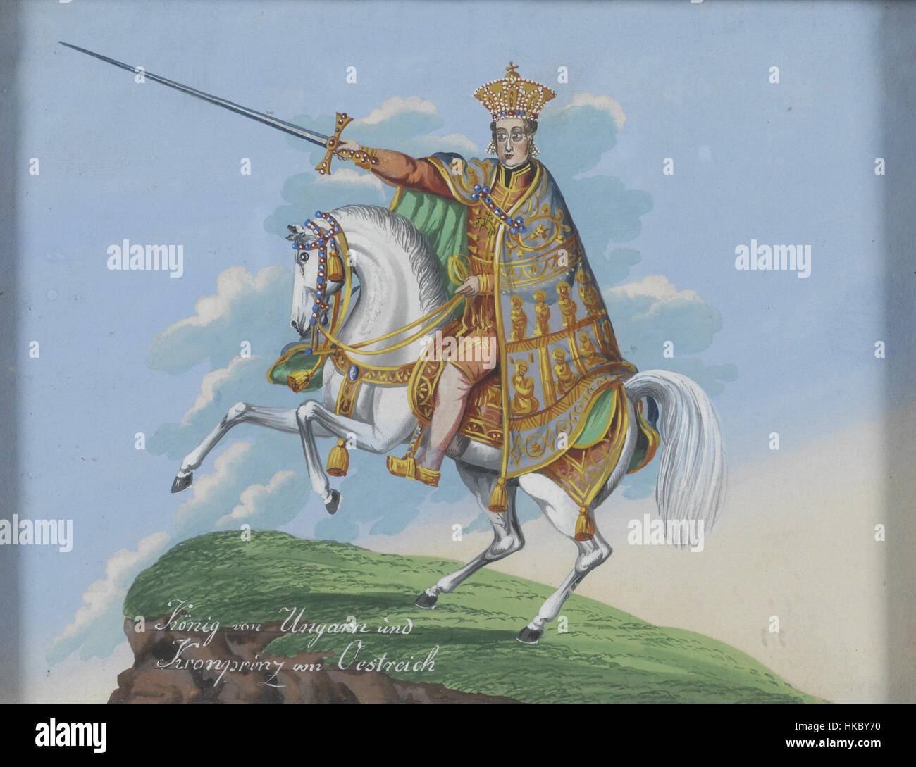 A painting of Franz I mounted on horseback, capturing the regal and ...