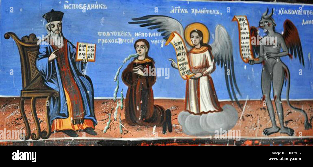 A fresco of St. Elijah, located in the Church of Melnica, depicting the ...