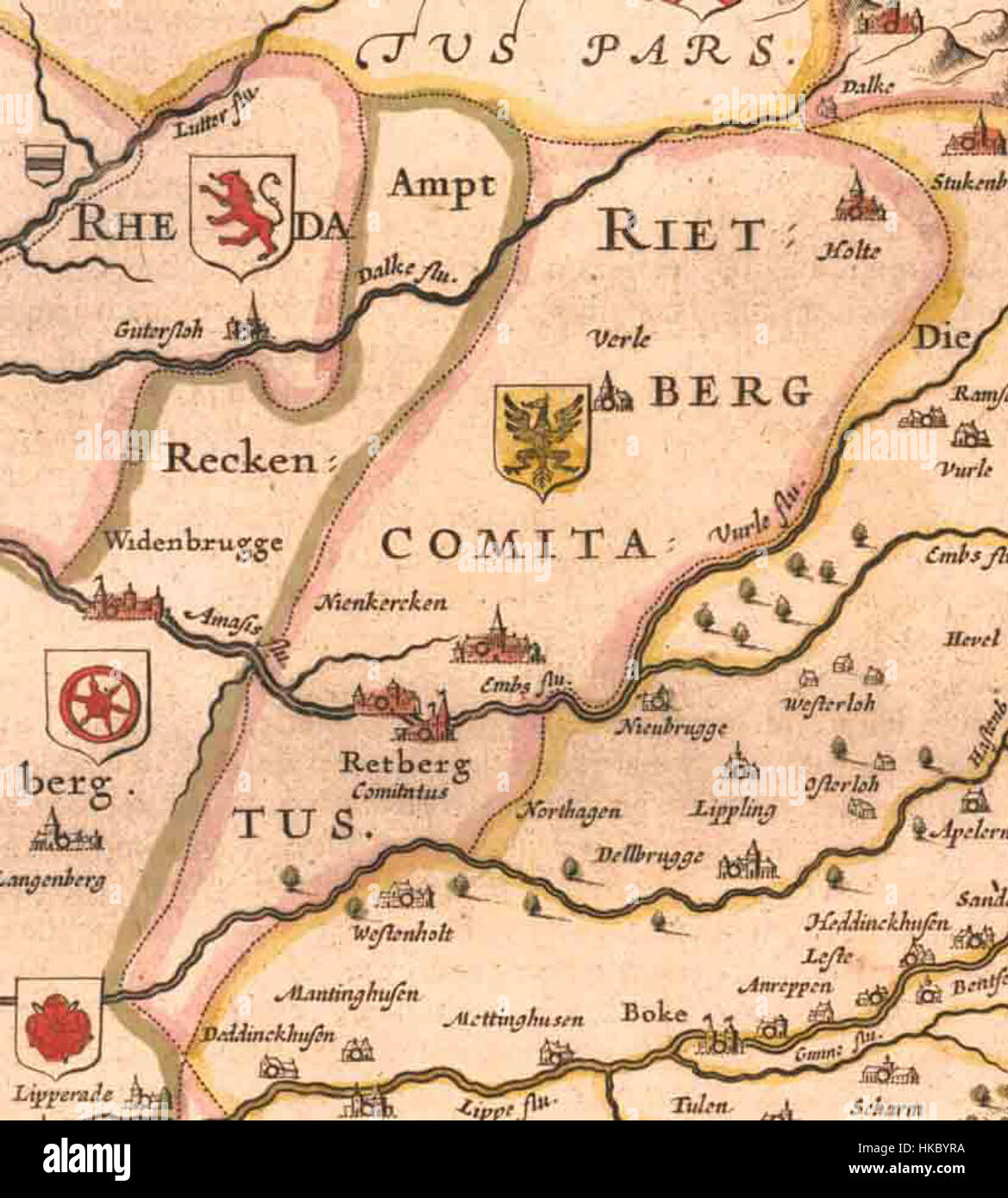 This historical artwork represents Grafschaft Rietberg, a county in ...
