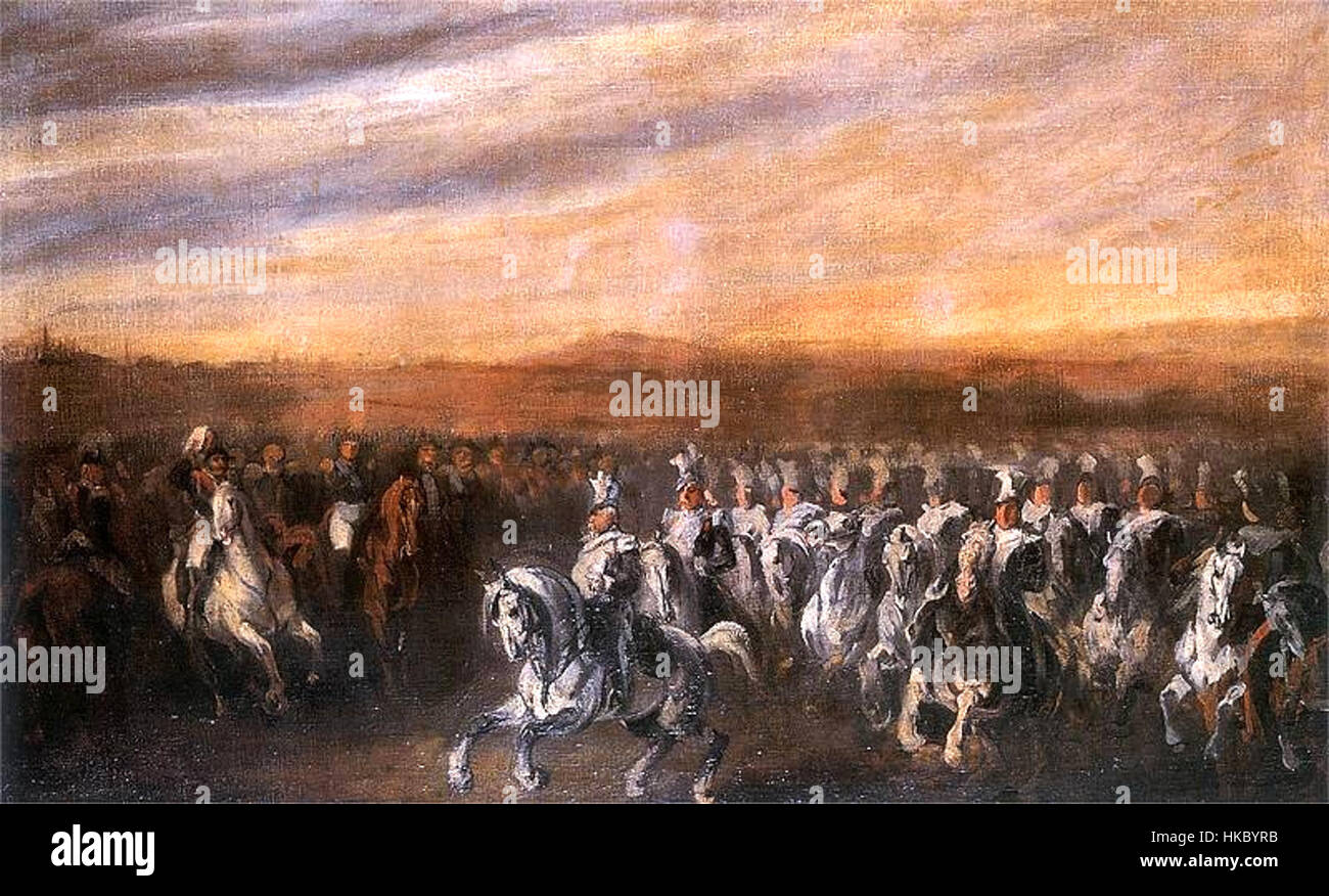 This painting depicts General Dwernicki leading the Polish Uhlans, a ...