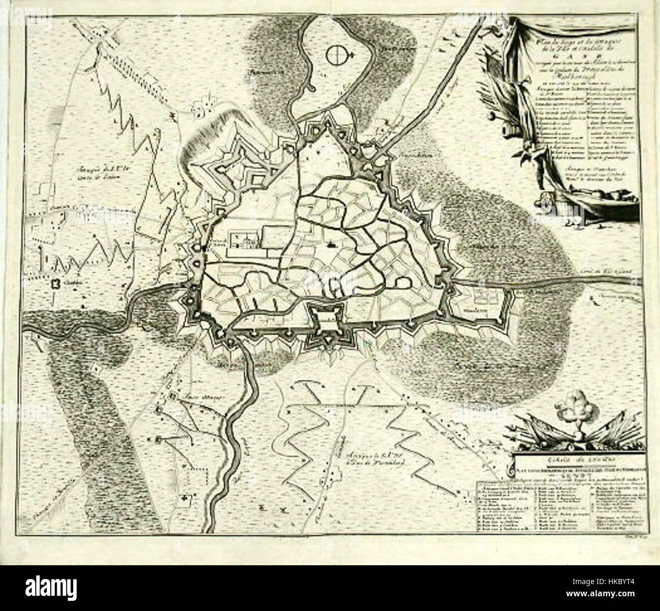 A 1729 map of Ghent, Belgium, offering a detailed view of the city ...