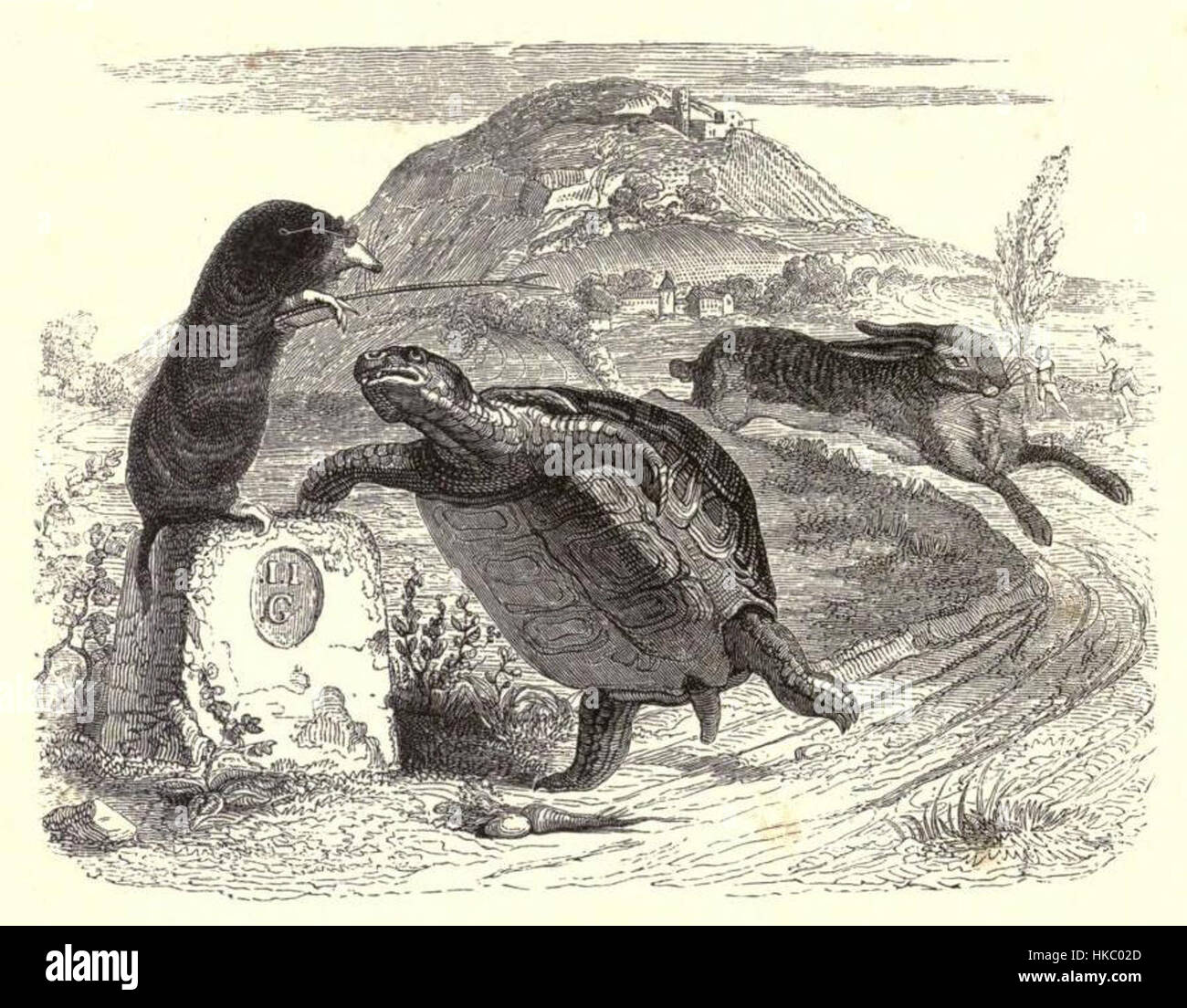 Grandville's illustration of a tortoise showcases his characteristic ...