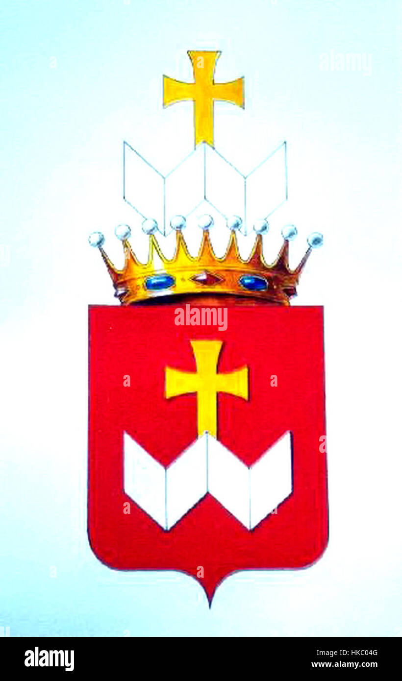 This artwork depicts the noble coat of arms of the Grocholski family, a ...