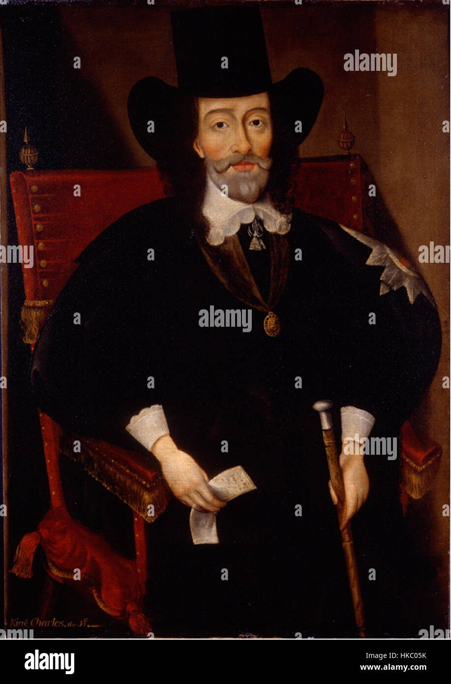 This portrait of King Charles I depicts the monarch in a formal pose ...