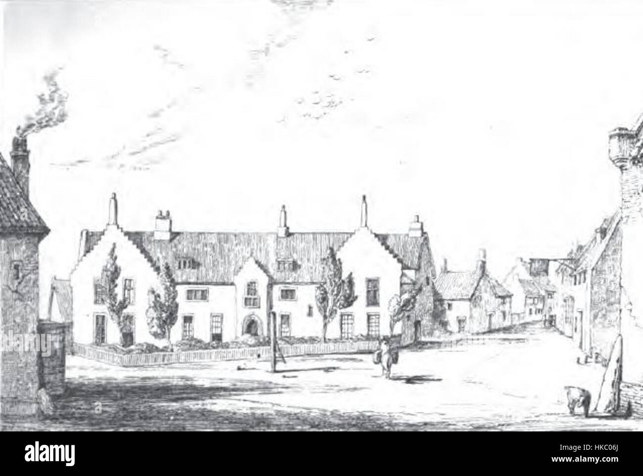 The painting of Gresham's School from 1838 illustrates the historic ...