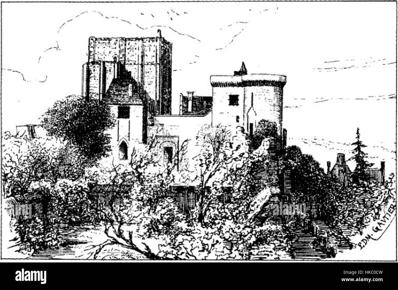 This historical image from the 'Histoire Donjon Loches' depicts a ...