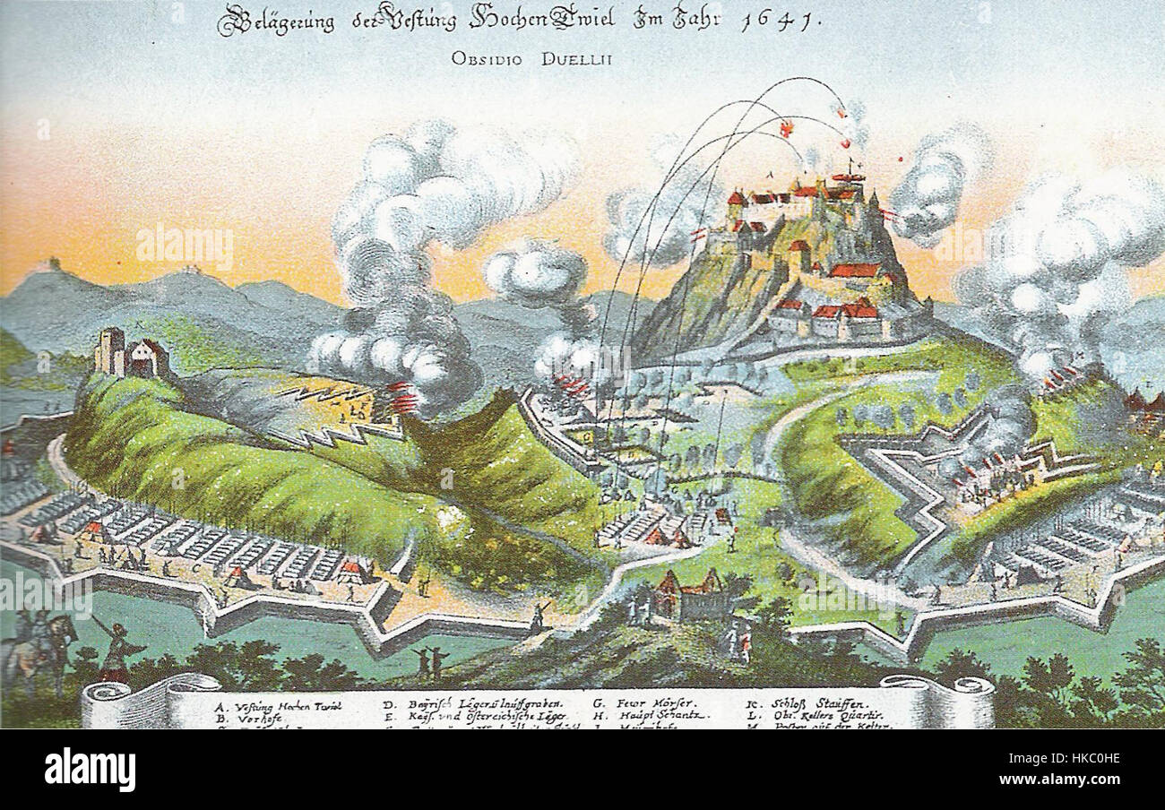 A depiction of the Siege of Hohentwiel in 1641, an important historical ...