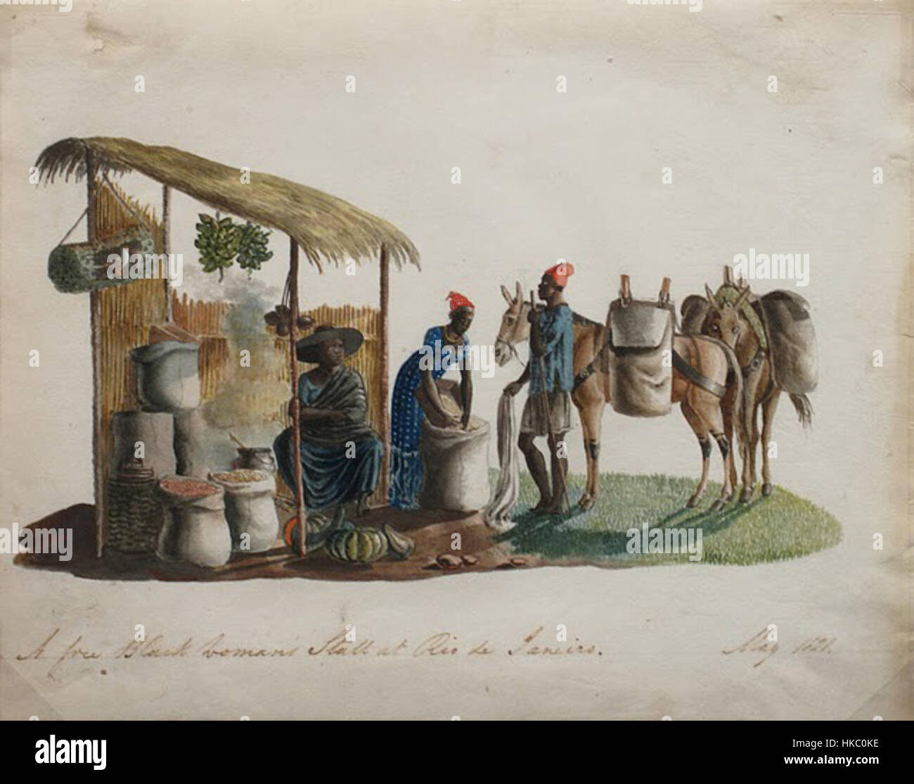 This painting by Henry Chamberlain depicts a 'barraca de negra livre ...