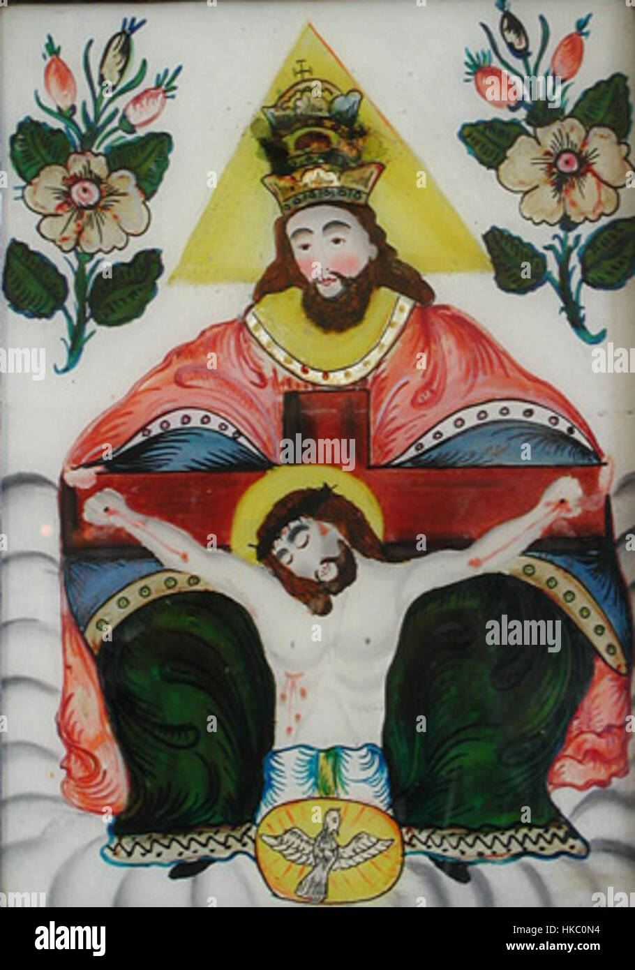 This 'Hinterglasbild' or reverse glass painting titled 'Gnadenstuhl' by ...