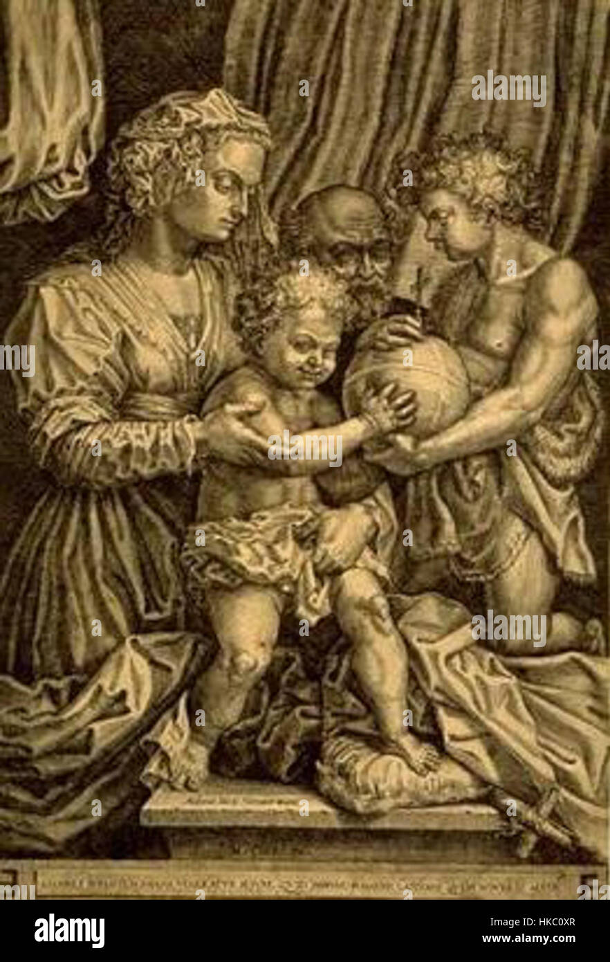 This painting by Andrea del Sarto depicts the Holy Family with Saint ...