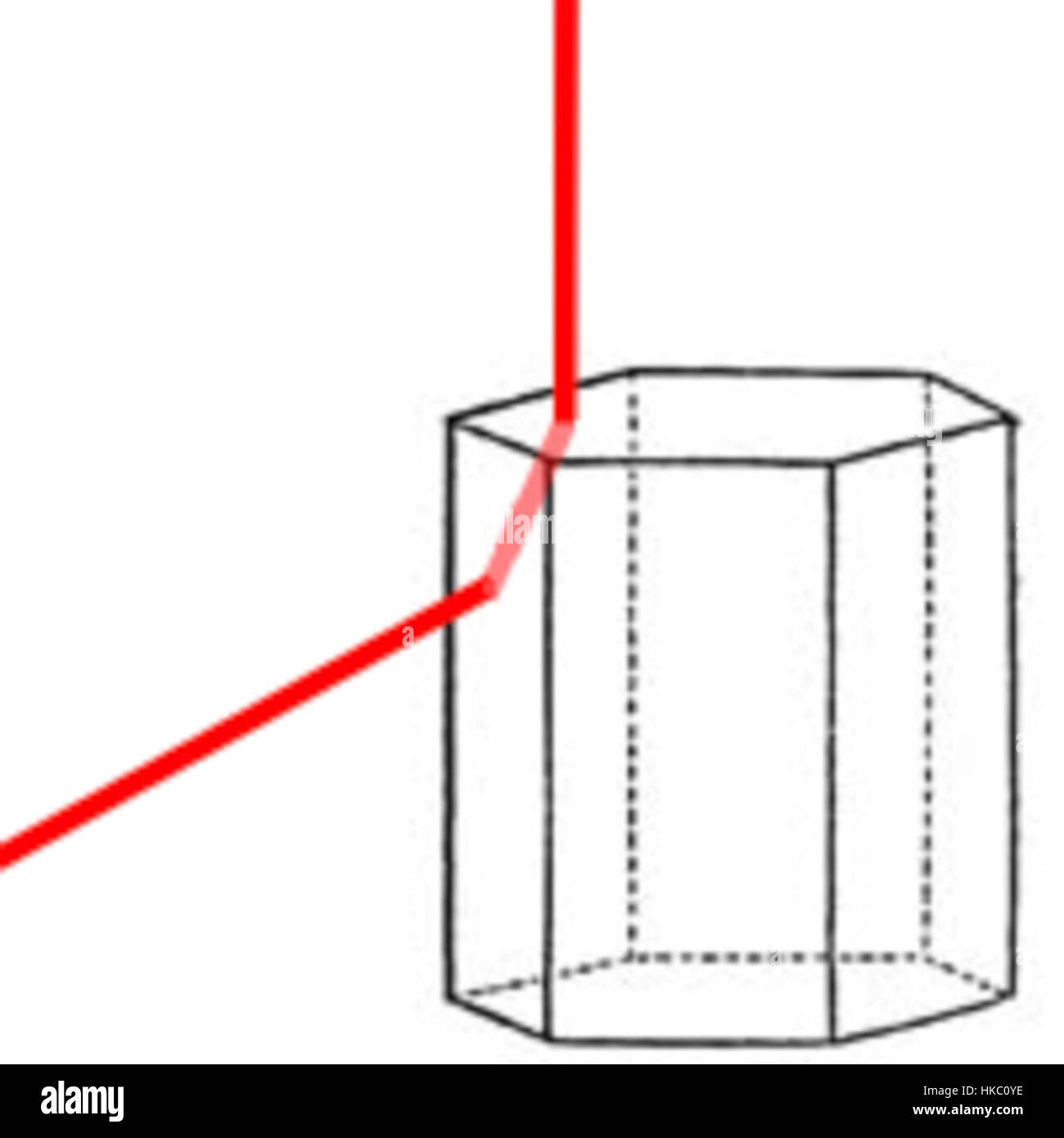 An artwork depicting the alternative path of rays through a hexagonal ...