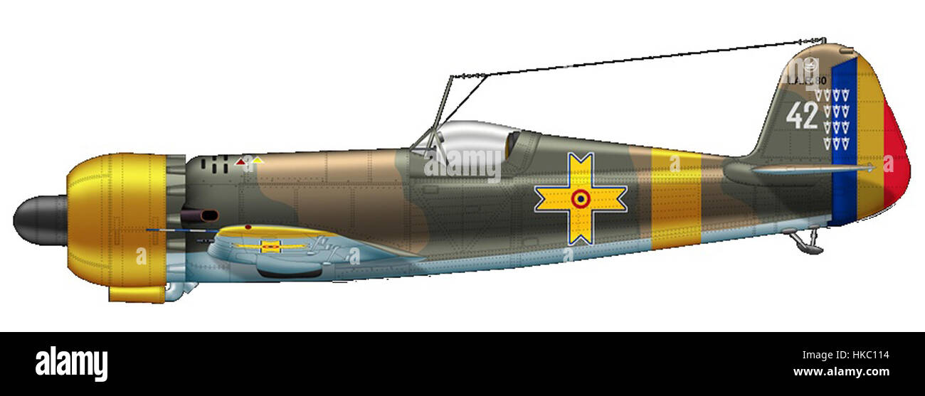 This image presents a side view of the IAR 80, a Romanian World War II ...