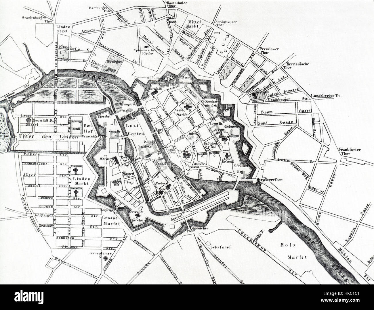 This map of Berlin, created in 1710, offers a detailed view of the city ...