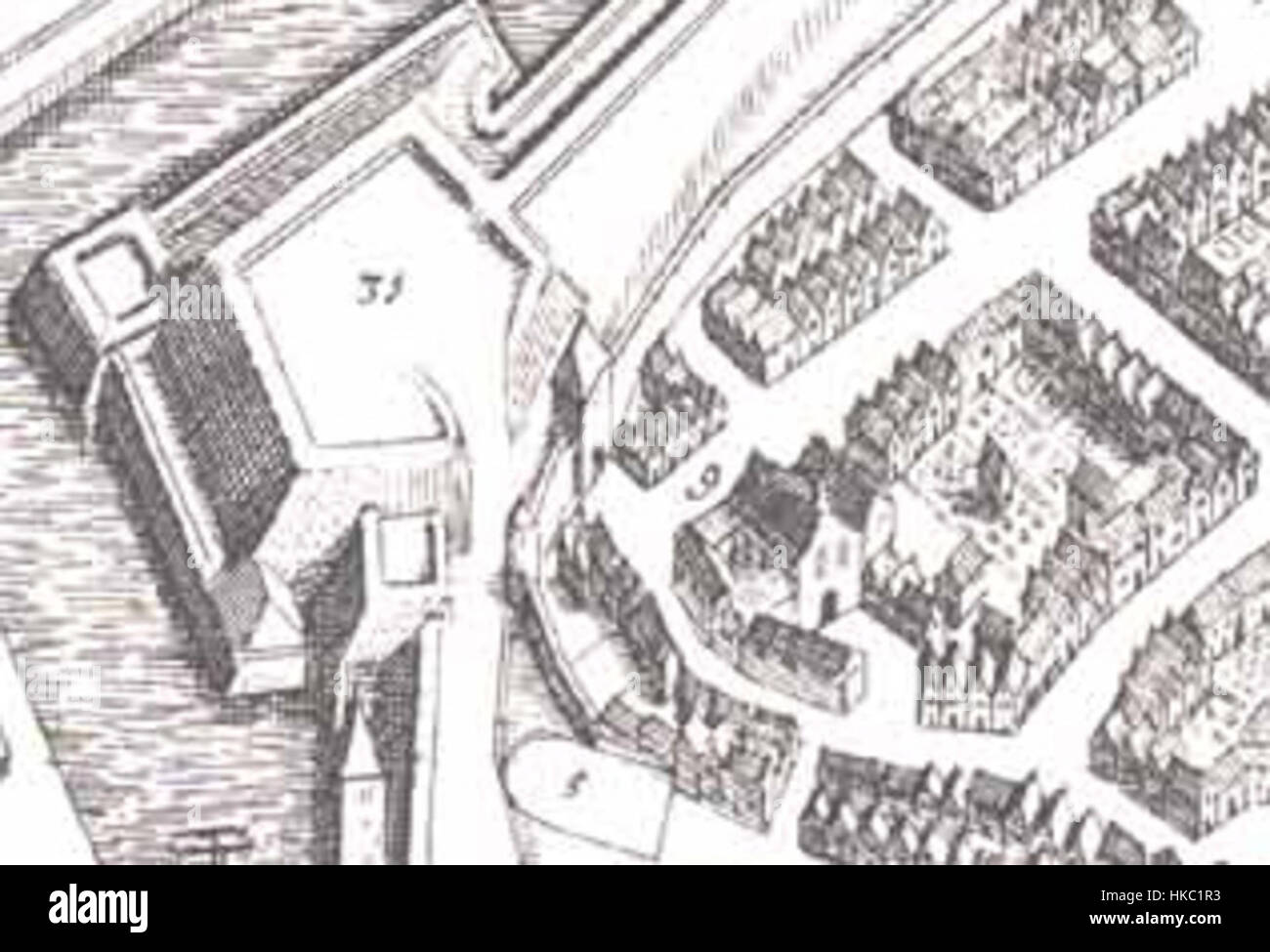 This historical artwork depicts the Elisabeth Hospital Kassela ...