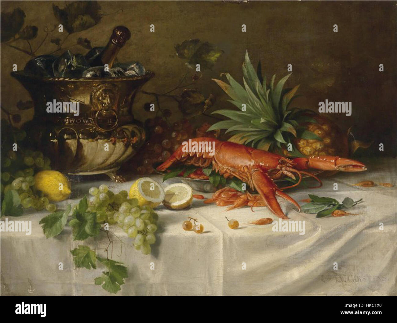 Julius Victor Carstens’ 'Stillleben mit Hummer' is a detailed still ...