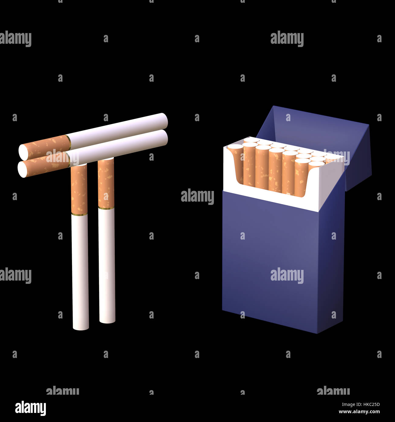 3d illustration of cigarette package on black Stock Photo - Alamy