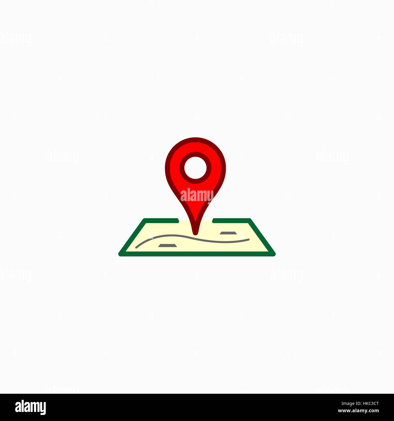 Location icon sign isolated on white background red pin on map ...