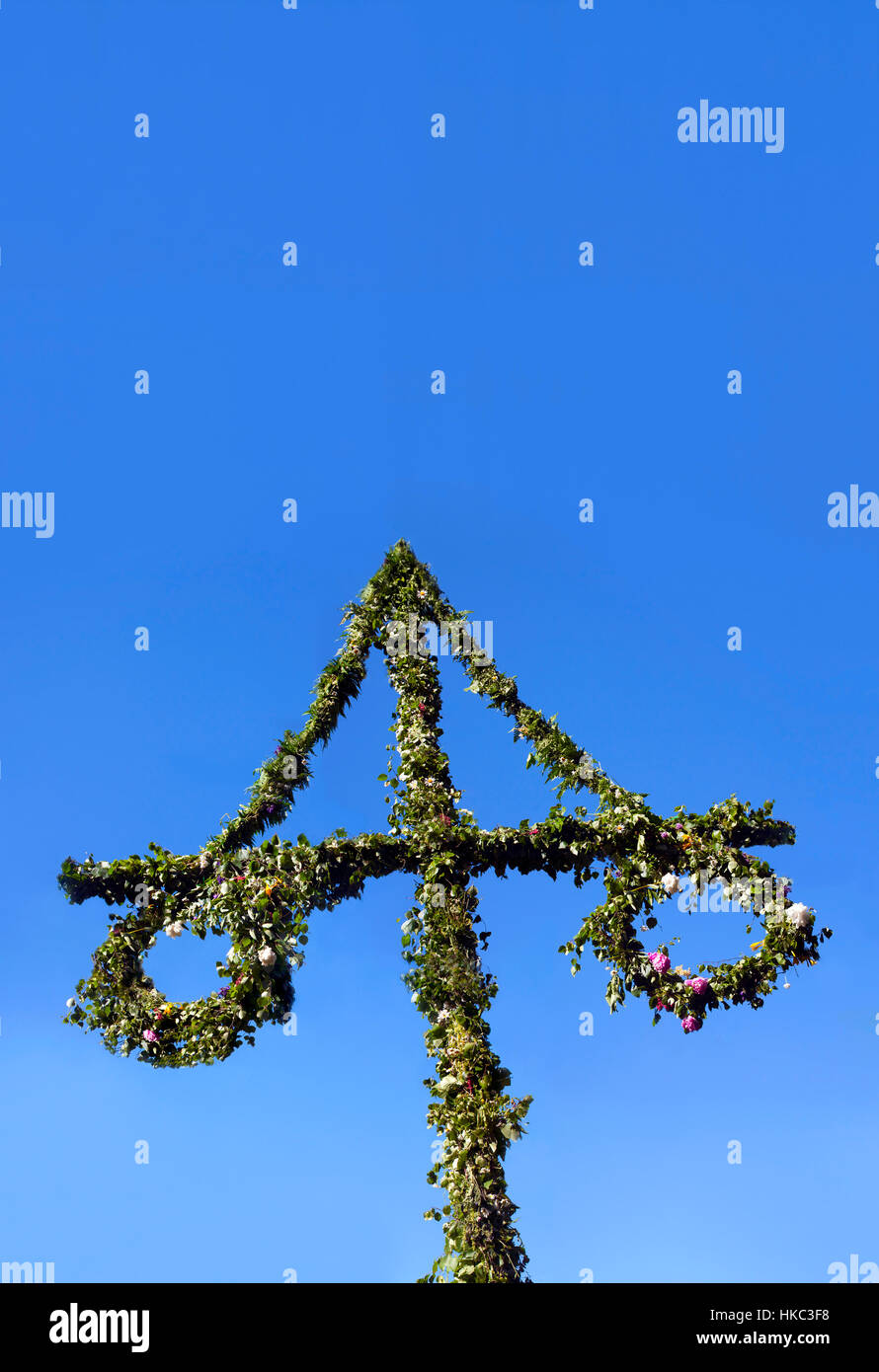 Maypole at midsummer festival Stock Photo - Alamy