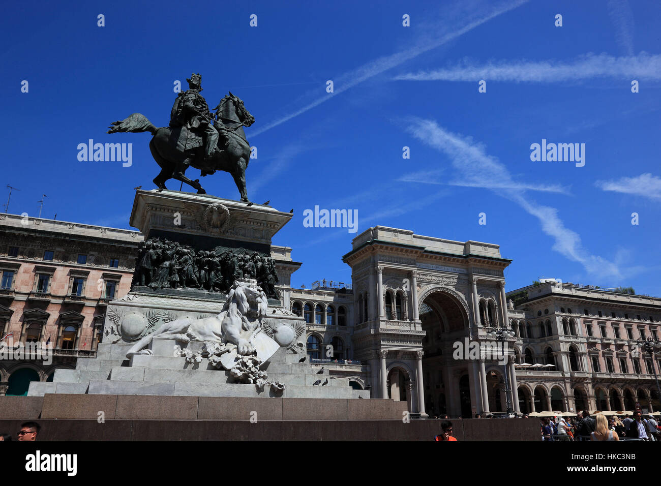 Italy, city of Milan, city center, horseman statue of the king Viktor ...