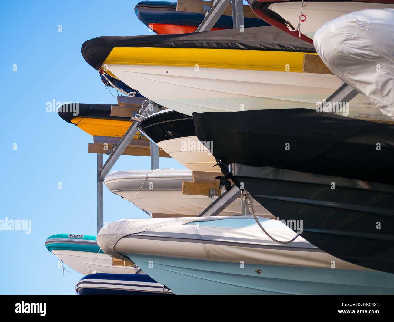 boats stored at KB boat park and dry stack in Old Portsmouth, England ...