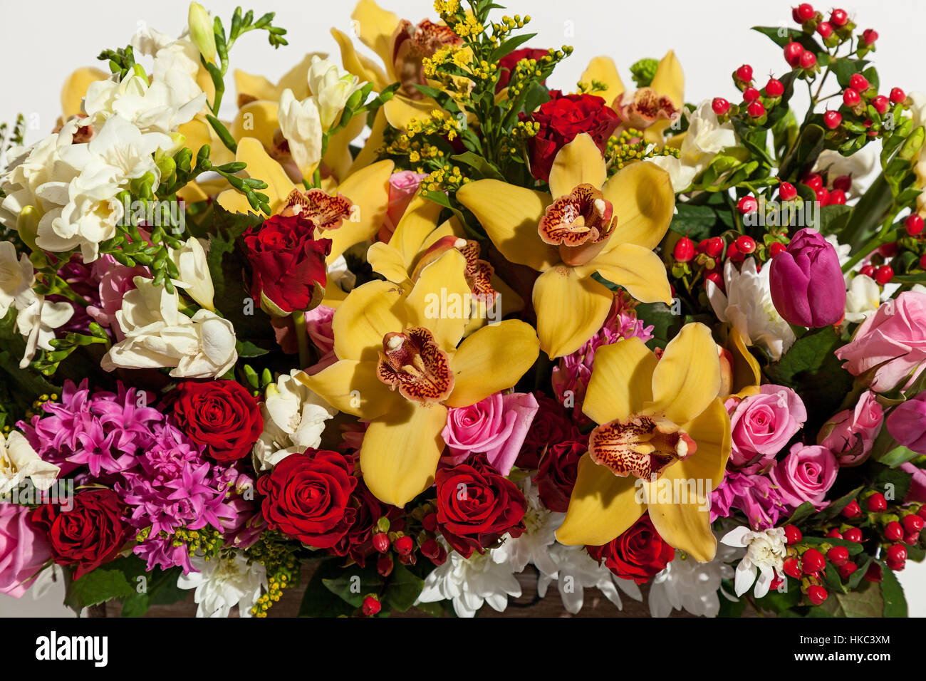Background of flowers. Beautiful flower composition close up on the ...