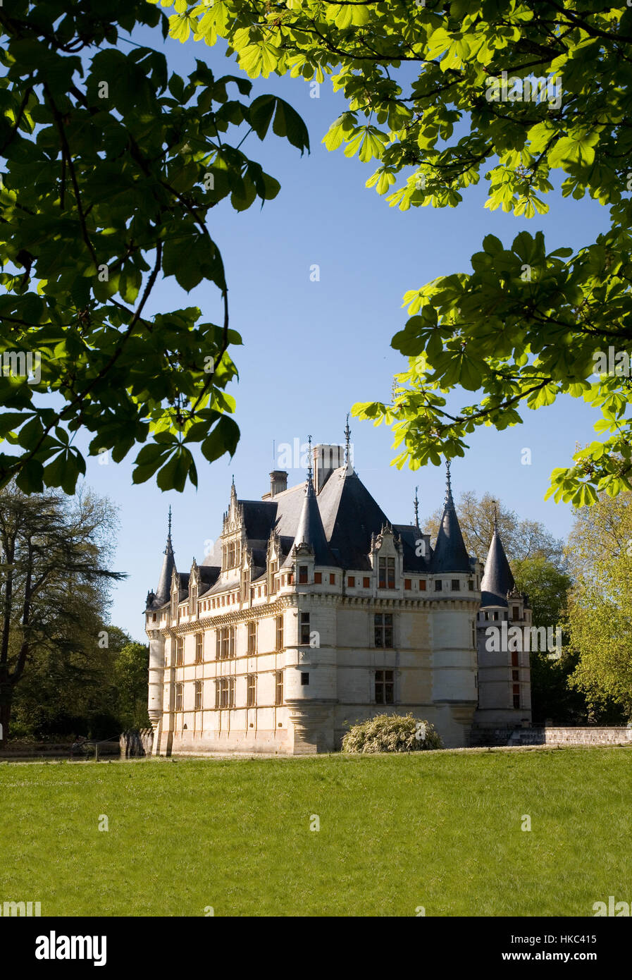Azay-le-rideau Castle from the garden in Loire Valley, France Stock ...