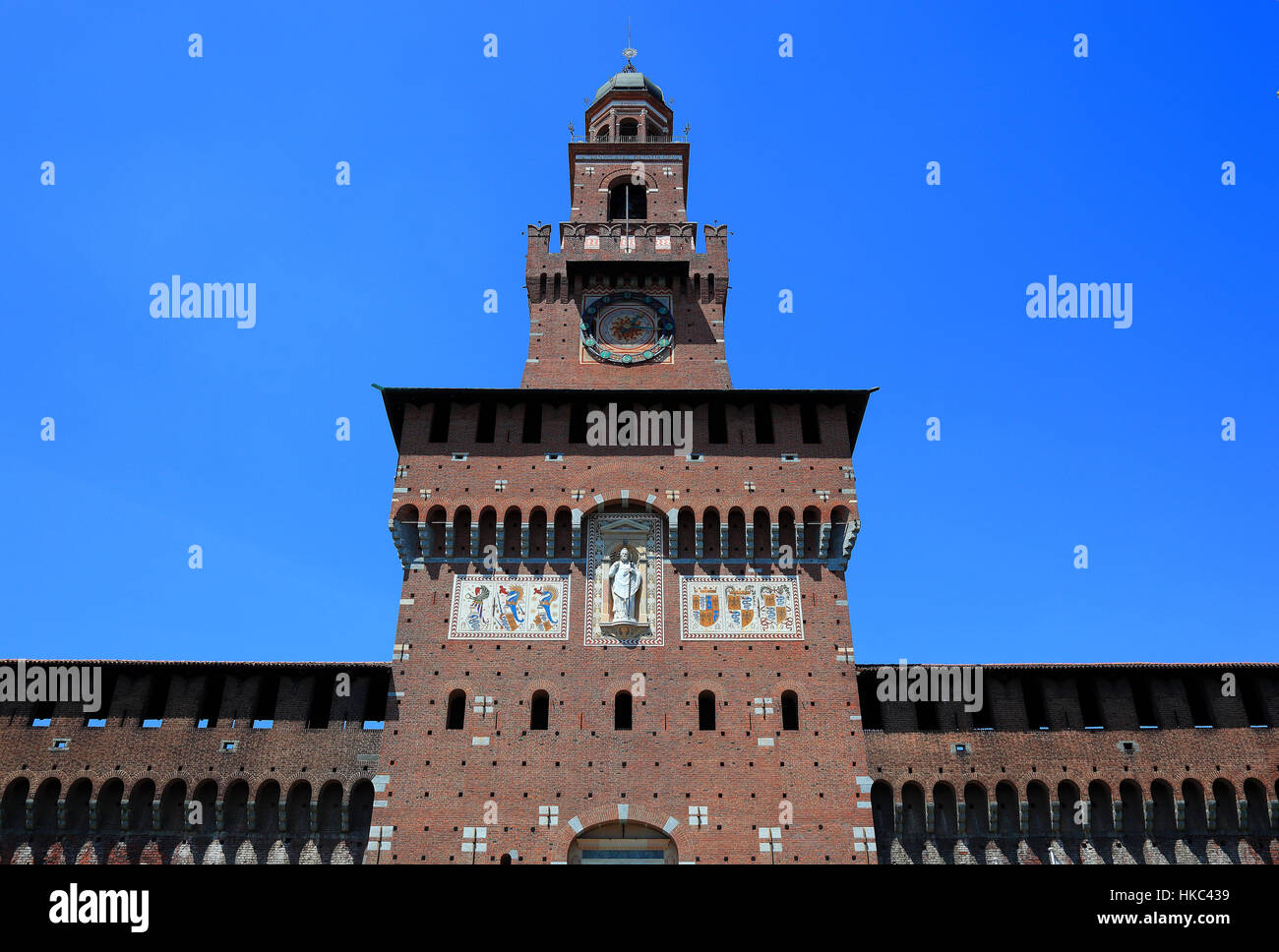 Italy, city of Milan, city center, entrance gate of Castello Sforzesco ...
