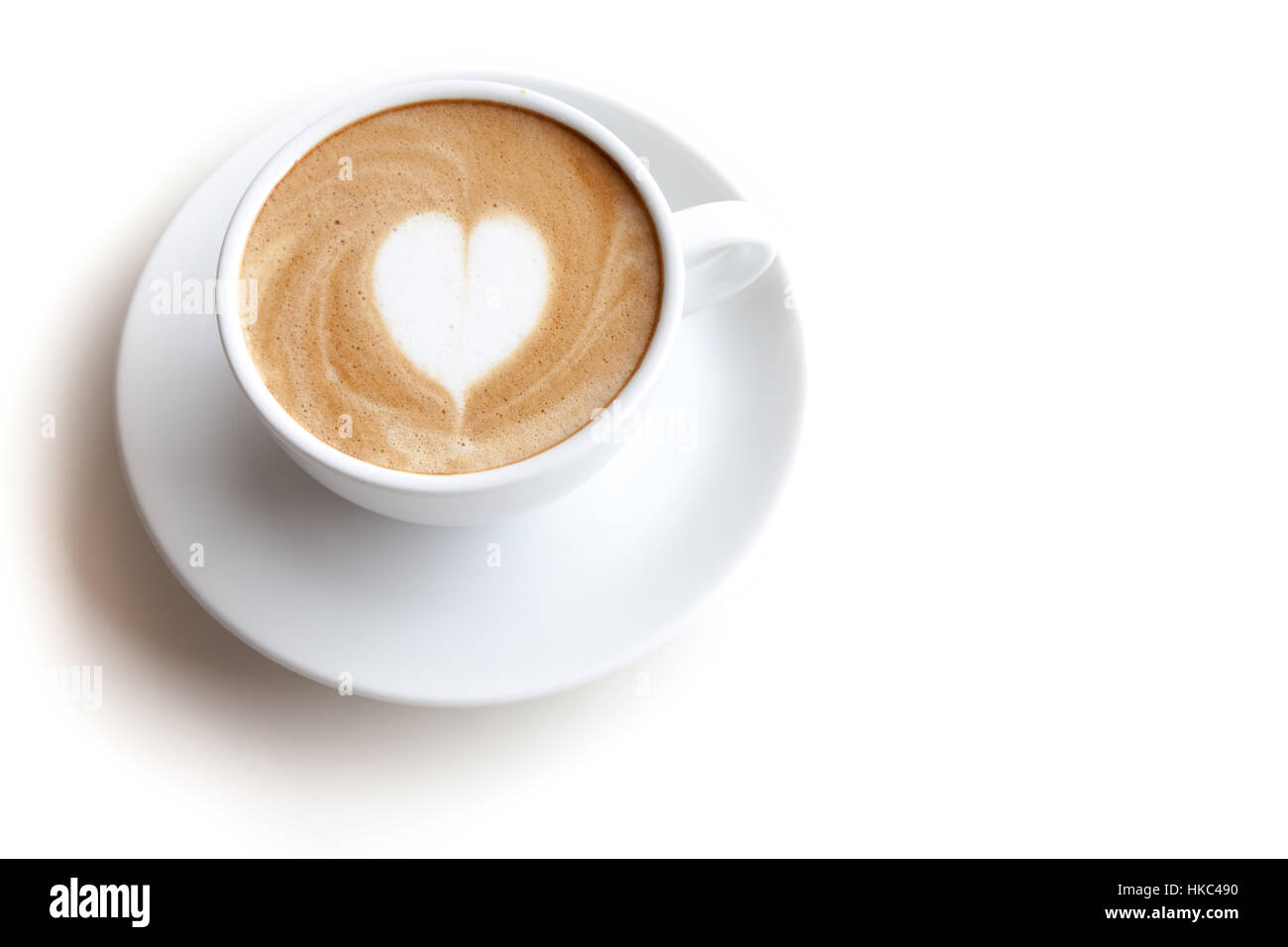 Coffee cup of latte art heart shape on white background isolated Stock ...