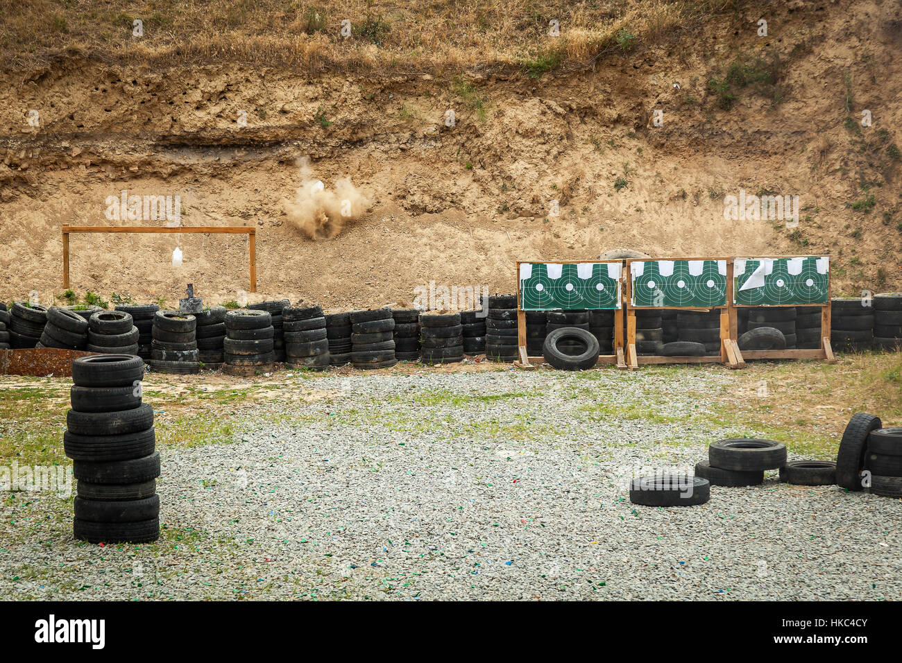 The targets. Close up of green targets for shooting with guns Stock ...