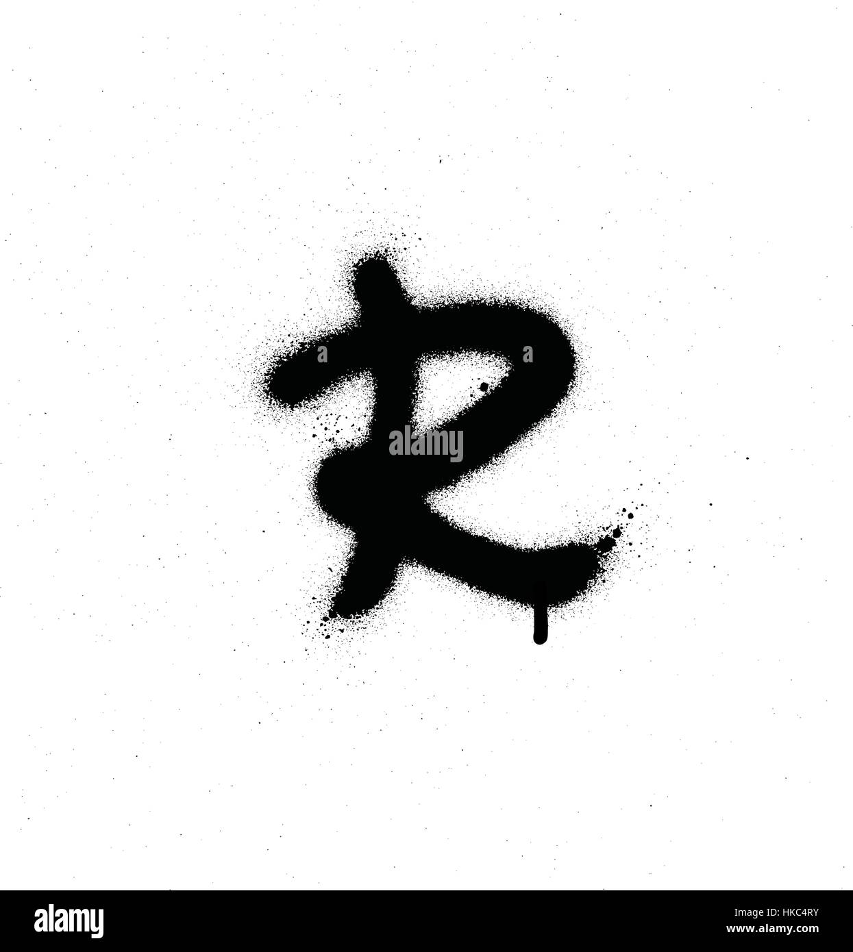 sprayed R font graffiti with leak in black over white Stock Vector ...