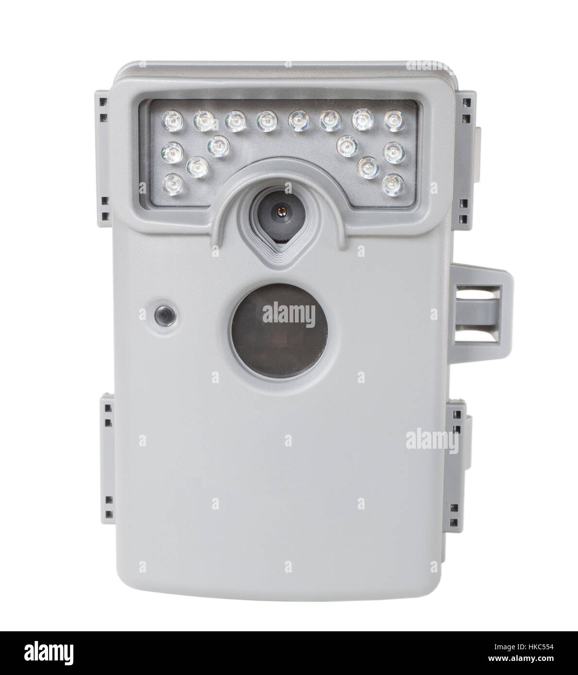Security camera facing the camera isolated on white Stock Photo - Alamy