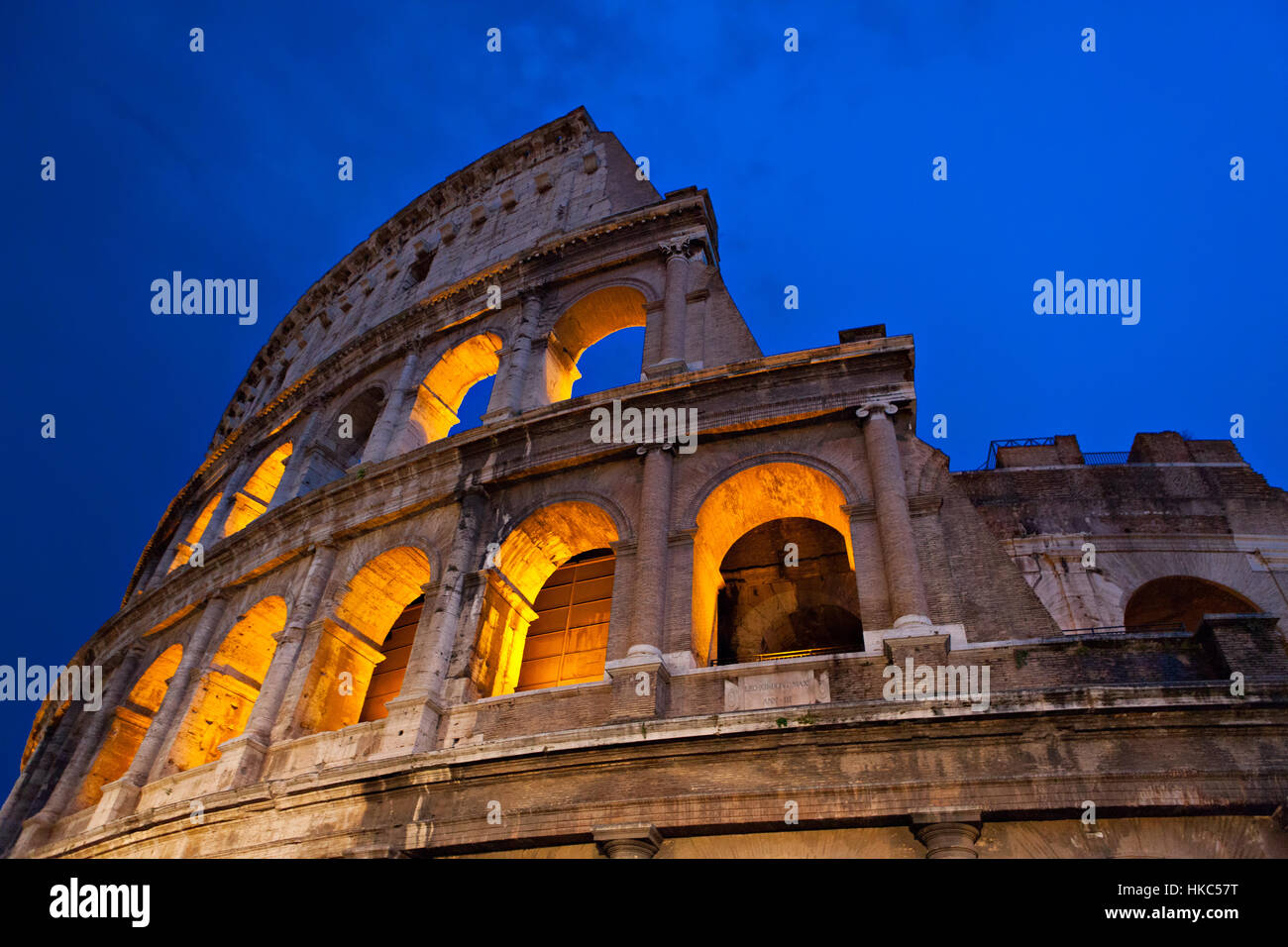 Colosseum in Rome at night with lights on Stock Photo - Alamy
