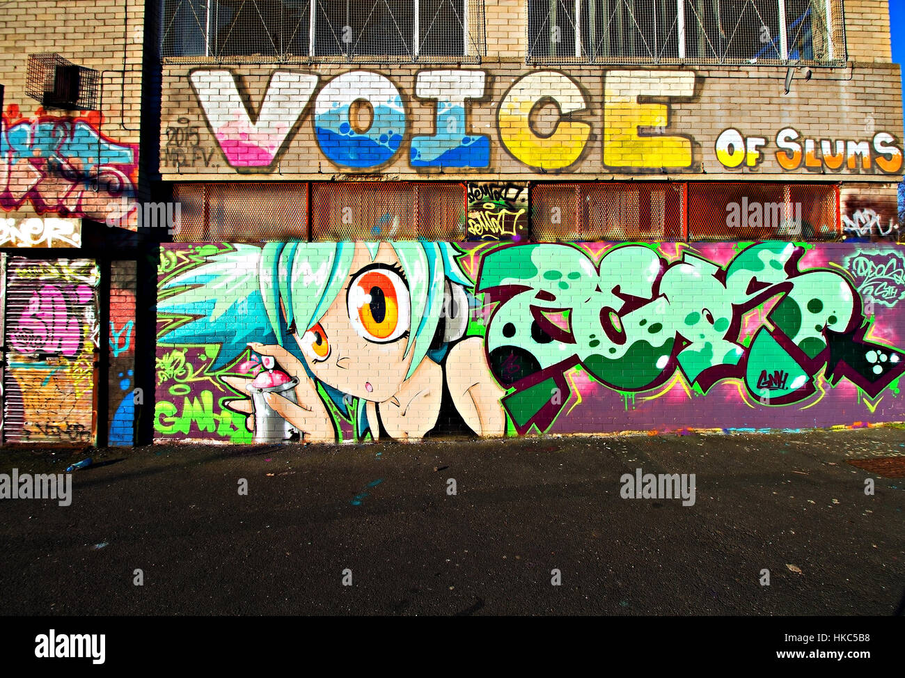 Amazing colorful graffiti in the Baltic Triangle area of Liverpool UK ...