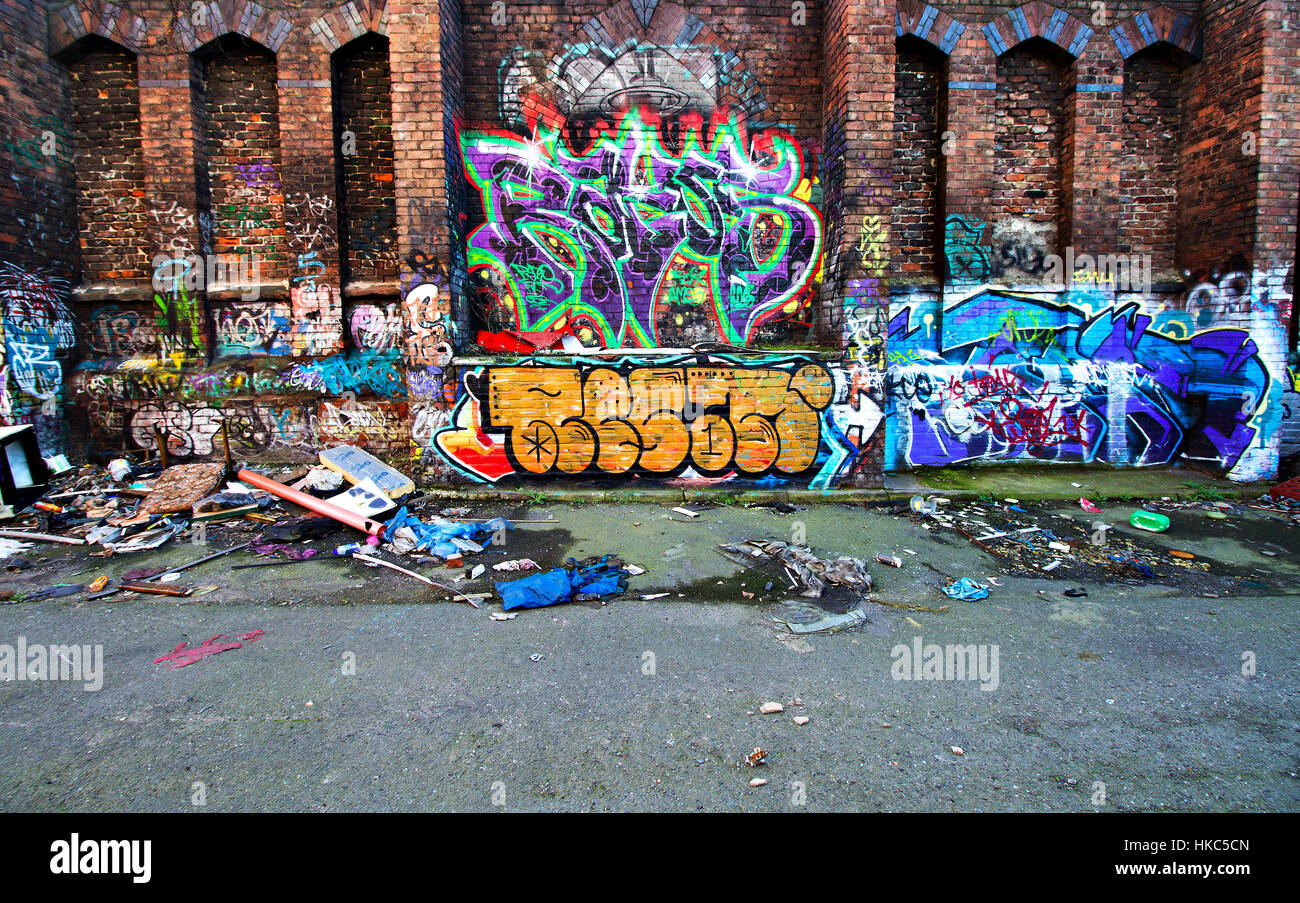 Amazing colorful graffiti in the Baltic Triangle area of Liverpool UK ...