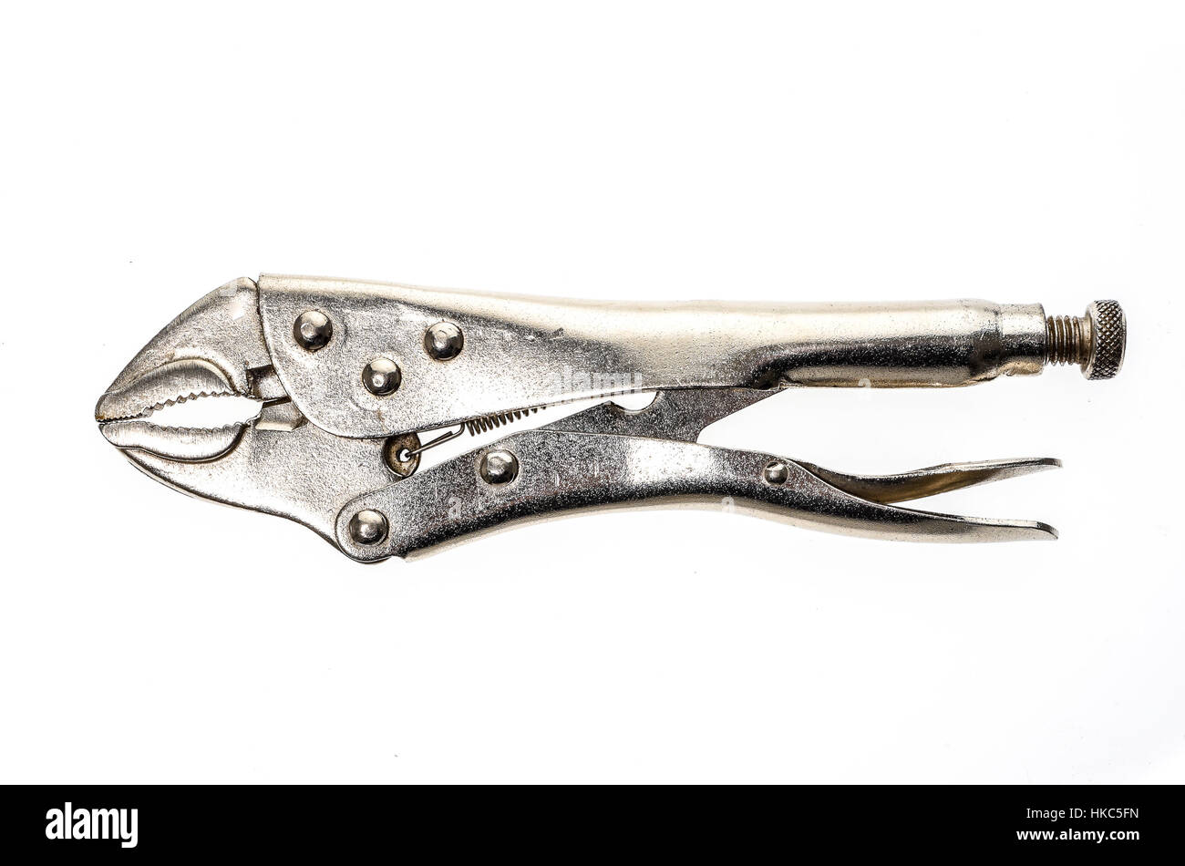 Old locking pliers on white background, Locking Pliers With Closed Jaws ...