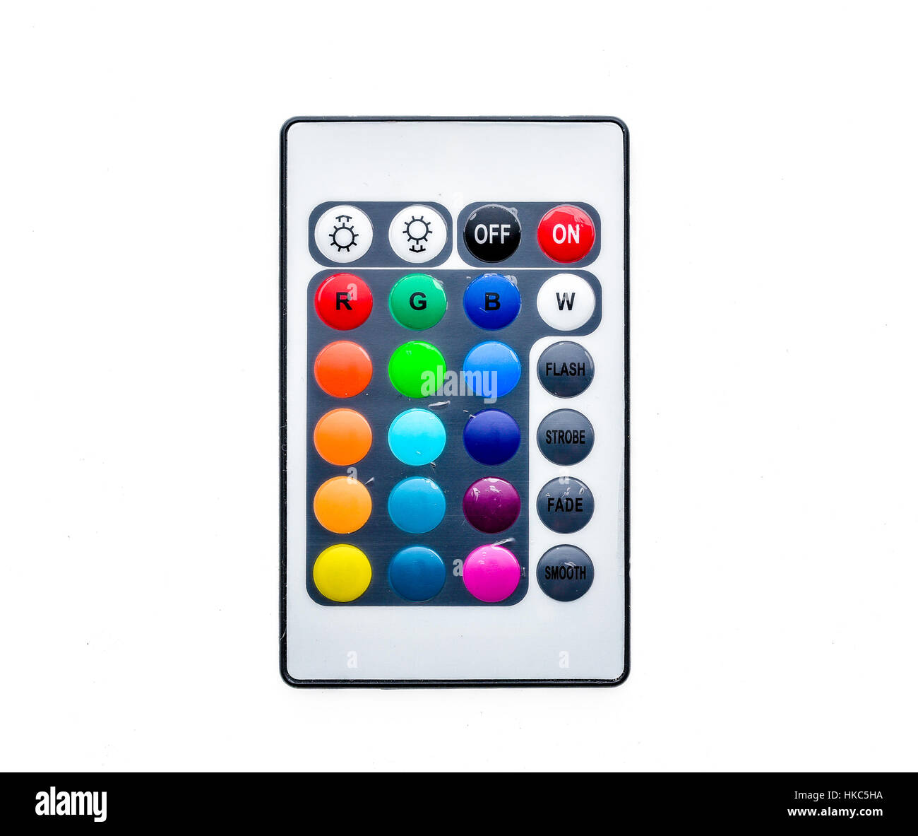 Infrared remote control keyboard for home LED lighting. Isolated on ...