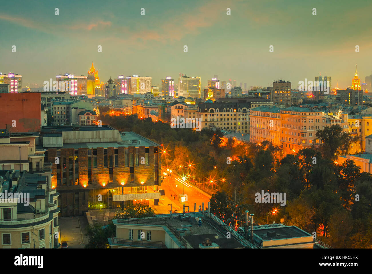 City center roofs evening view panorama - Moscow, Russia Stock Photo ...