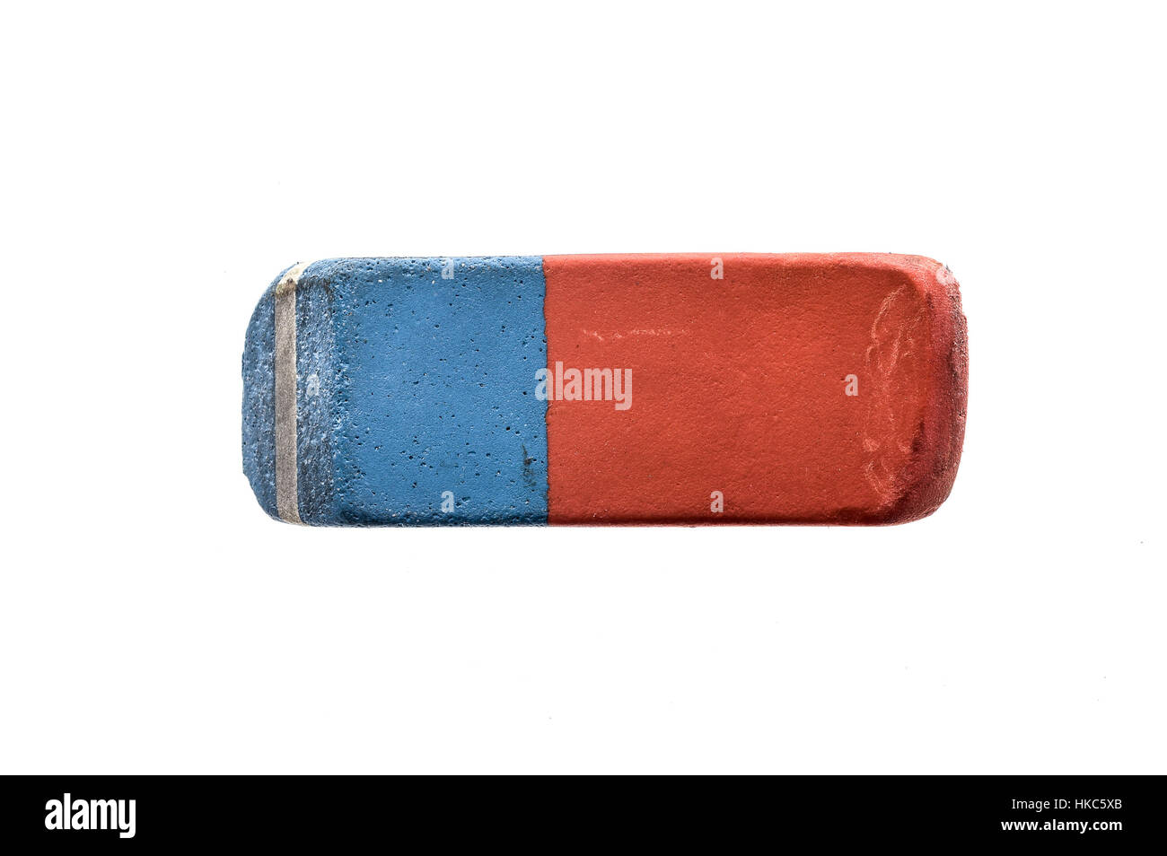 Used Blue and Red Rubber Pen Eraser isolated on white background Stock ...