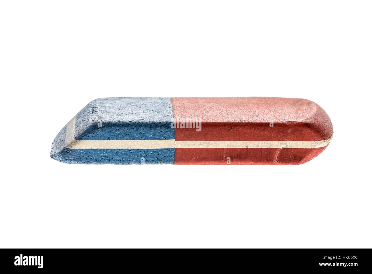 Used Blue and Red Rubber Pen Eraser isolated on white background Stock ...
