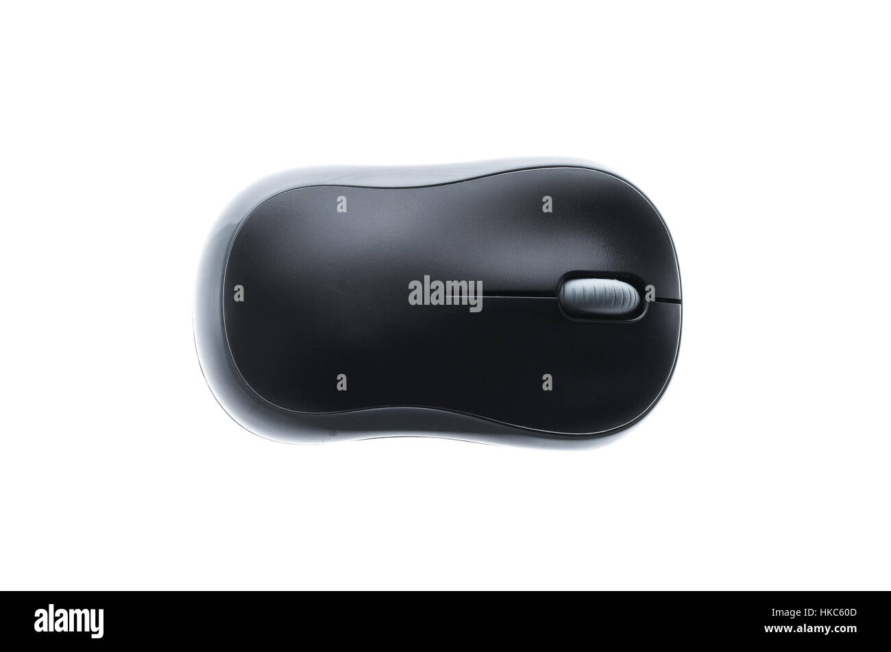 Top view od black wireless computer mouse isolated on white background ...