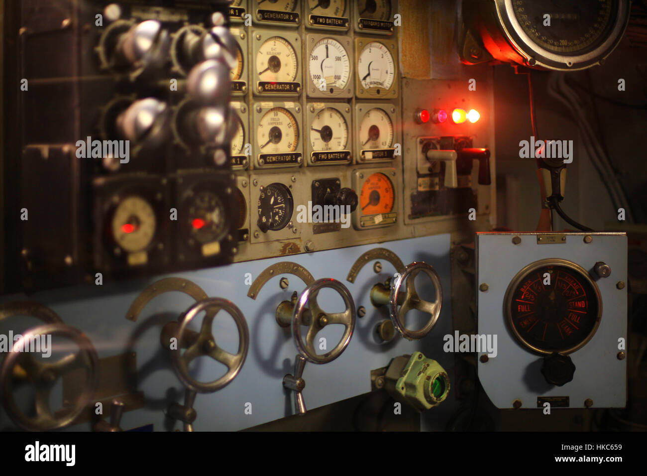 Vintage World War II submarine control room Stock Photo - Alamy