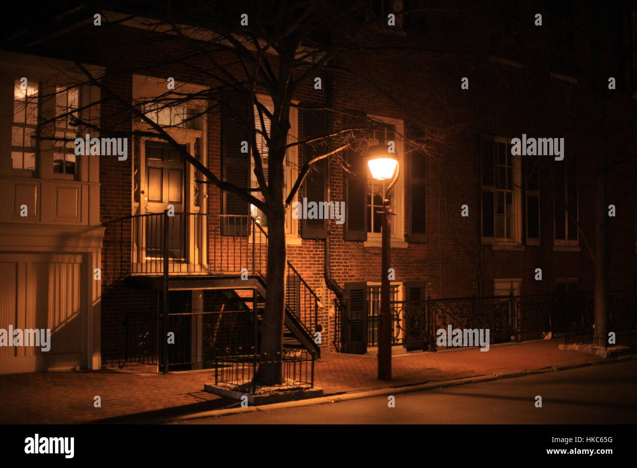 Romantic night streetlight in the city of Philadelphia Stock Photo - Alamy