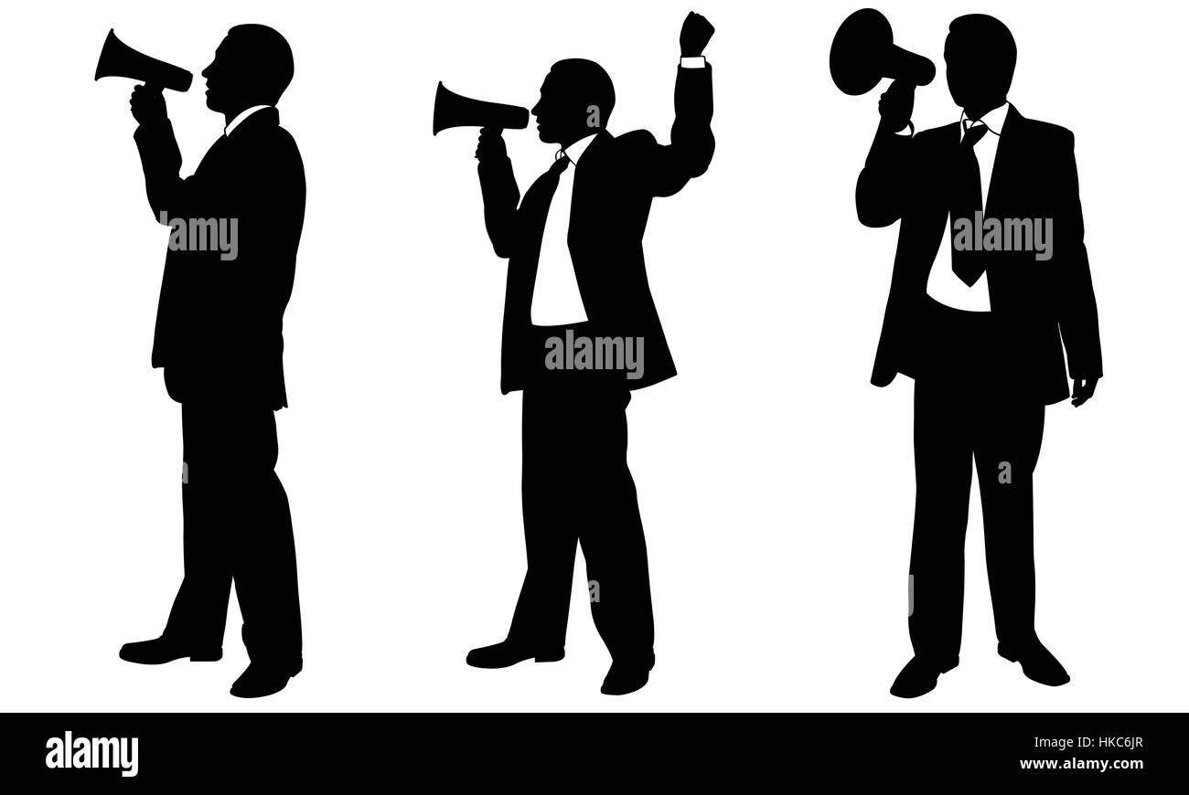 Set of people with megaphones isolated Stock Photo - Alamy