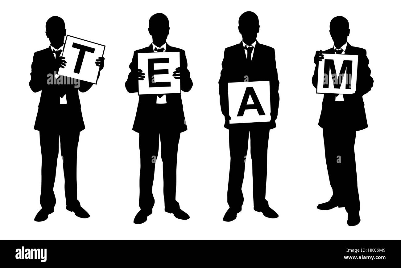 Set of people holding team sign isolated Stock Photo - Alamy